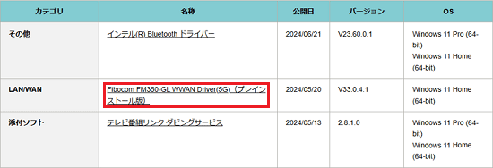 FMV Q&A - [無線WANドライバー] Fibocom FM350-GL WWAN Driver（5G）33.0.4.1（64ビット ...